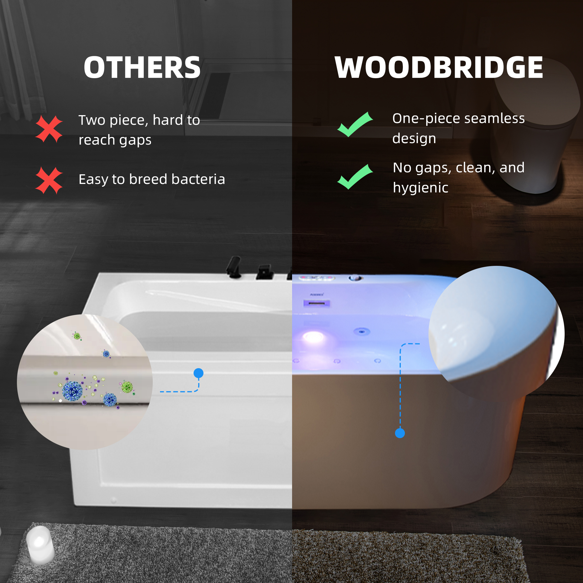  WOODBRIDGE 72 X 35 3 8 Whirlpool And Air Bath Heated Soaking
