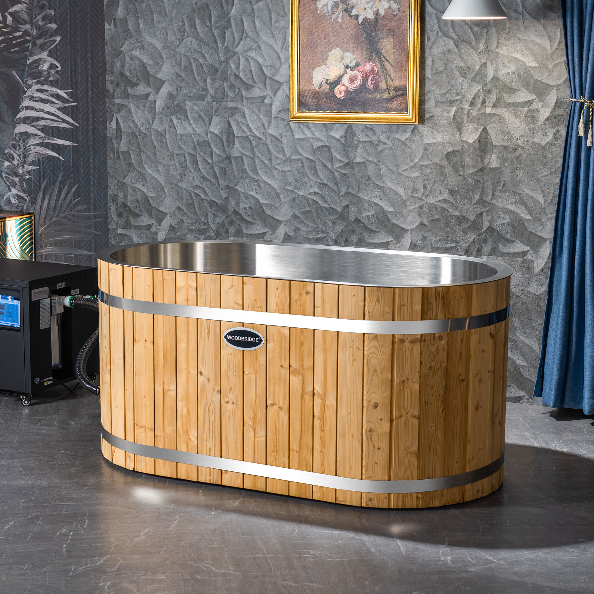 ᐅ【WOODBRIDGE 59" Luxury Cold Plunge Ice Tub with Chiller and Heater, Stainless Steel Liner ...