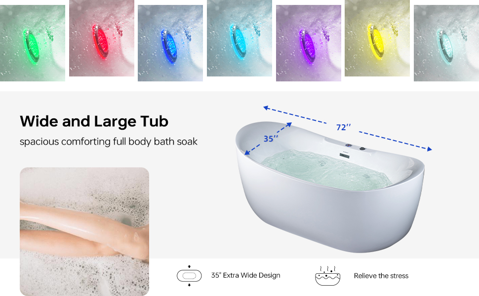 ᐅ【WOODBRIDGE 72" x 35-3/8" Whirlpool and Air Bath Heated Soaking ...